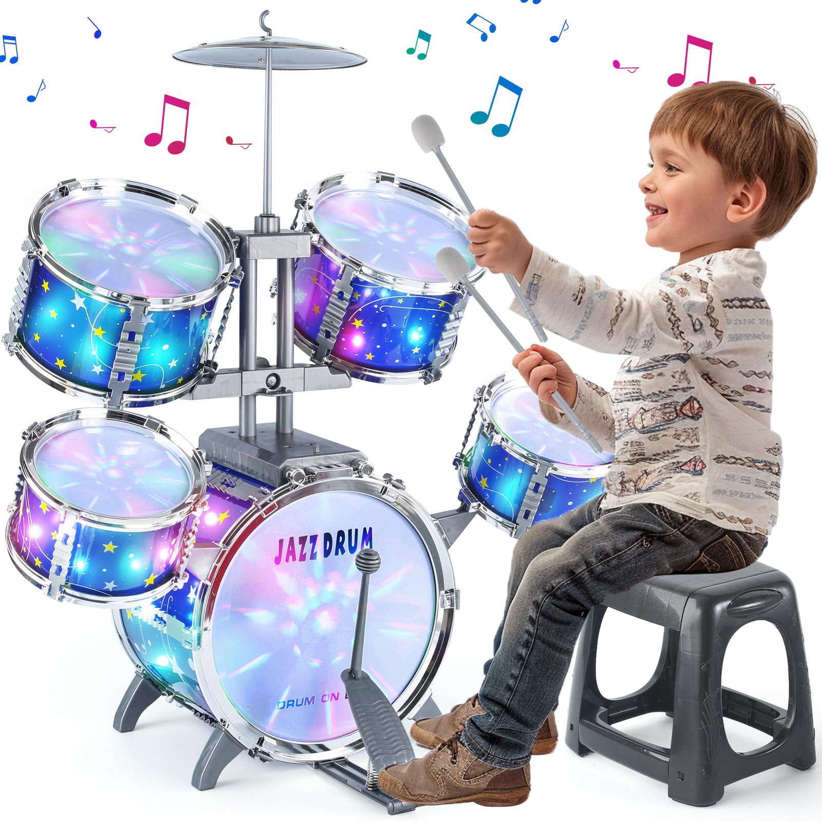 Mua Upgraded Kids Drum Set for Toddlers 1-3, Star Light up Drum Set for ...