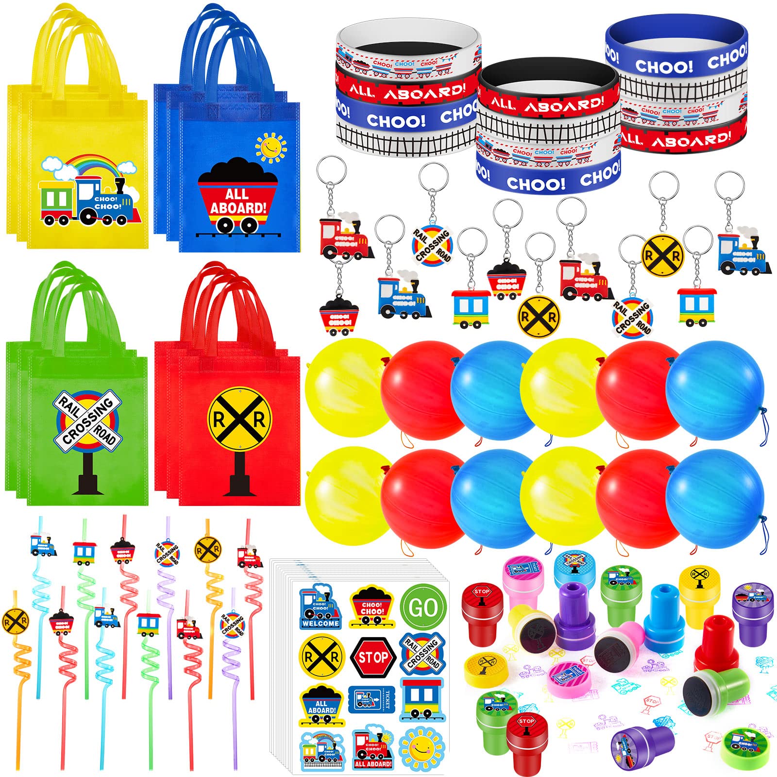 228 Pcs Train Party Favors Train Birthday Party Supplies Train Non ...