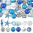Amazon.com: 200 Pcs Ocean Theme Wood Beads for Crafts Colored Wooden ...