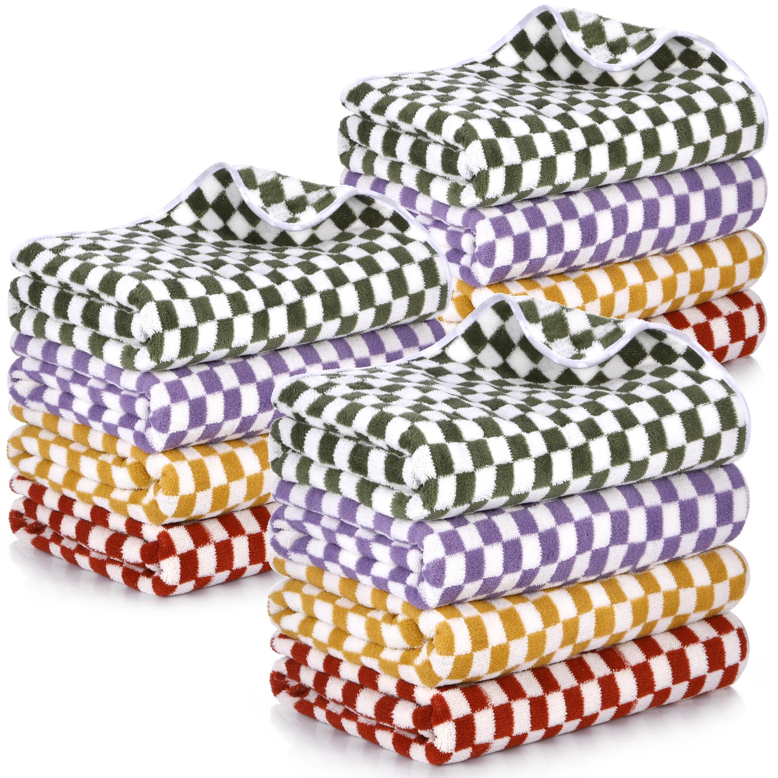 Windkream 12 Pcs Checkered Large Bath Towels Bulk 27.56 x 55.12 Inch ...