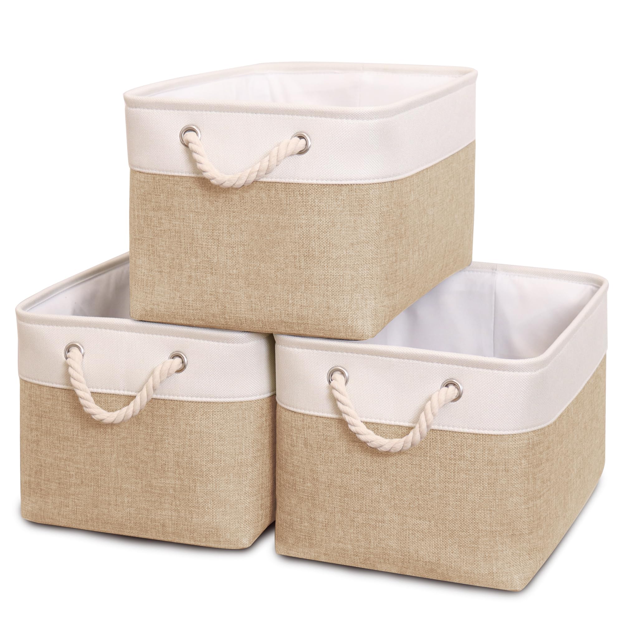HOdo Home Fabric Storage Bin with Hard Bottom Base and 2 Bold Handles ...
