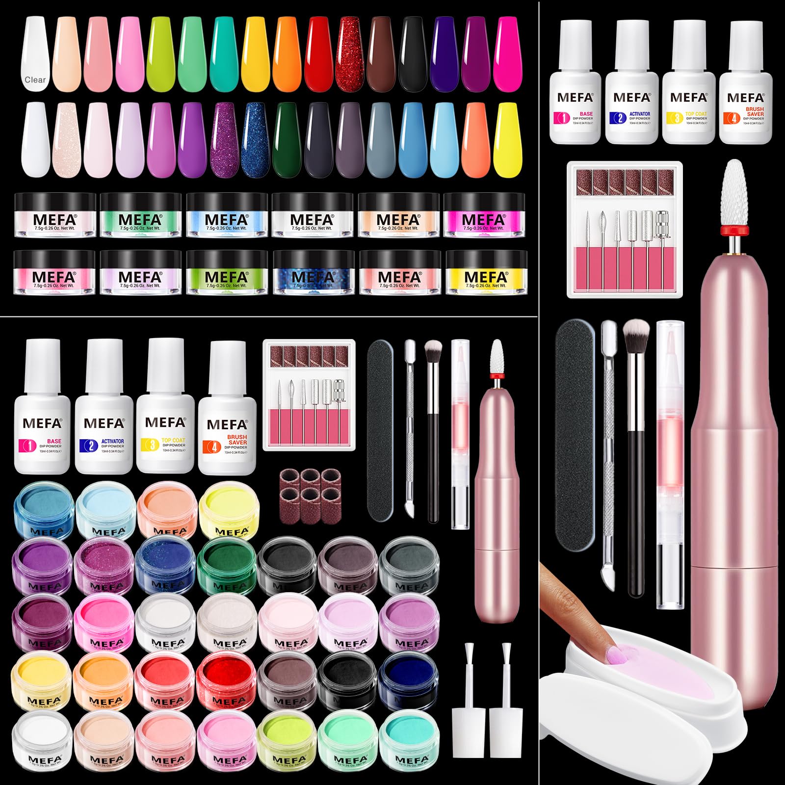 MEFA Dip Powder Nail Kit with Portable Electric Nail Drill, Summer ...