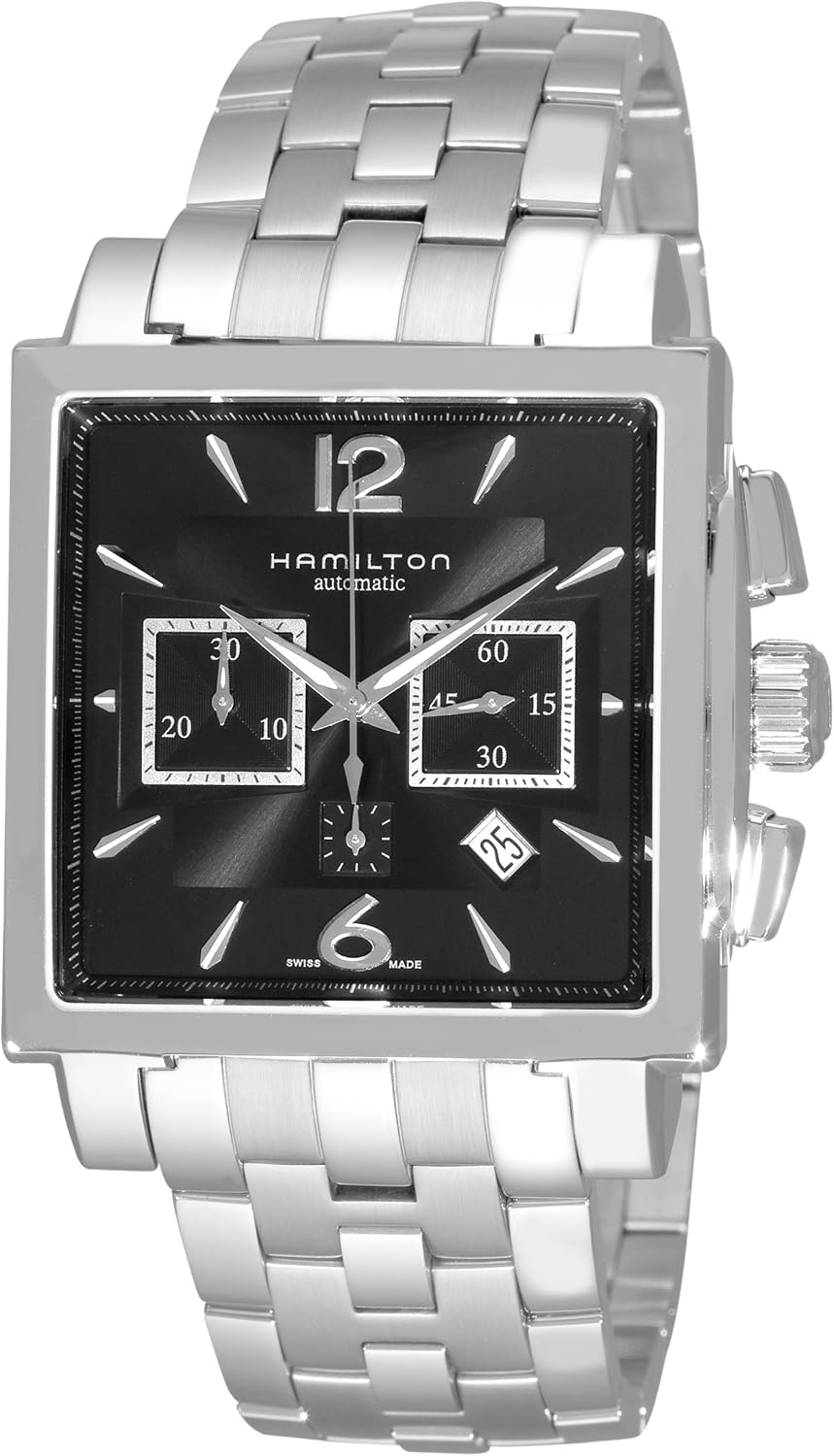 Hamilton Men's H32666135 Jazzmaster Black Square Chronograph Dial Watch ...