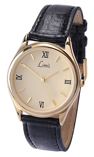 Limit Men's Round Gold Plated Watch 5987 with Black Strap Watch and ...