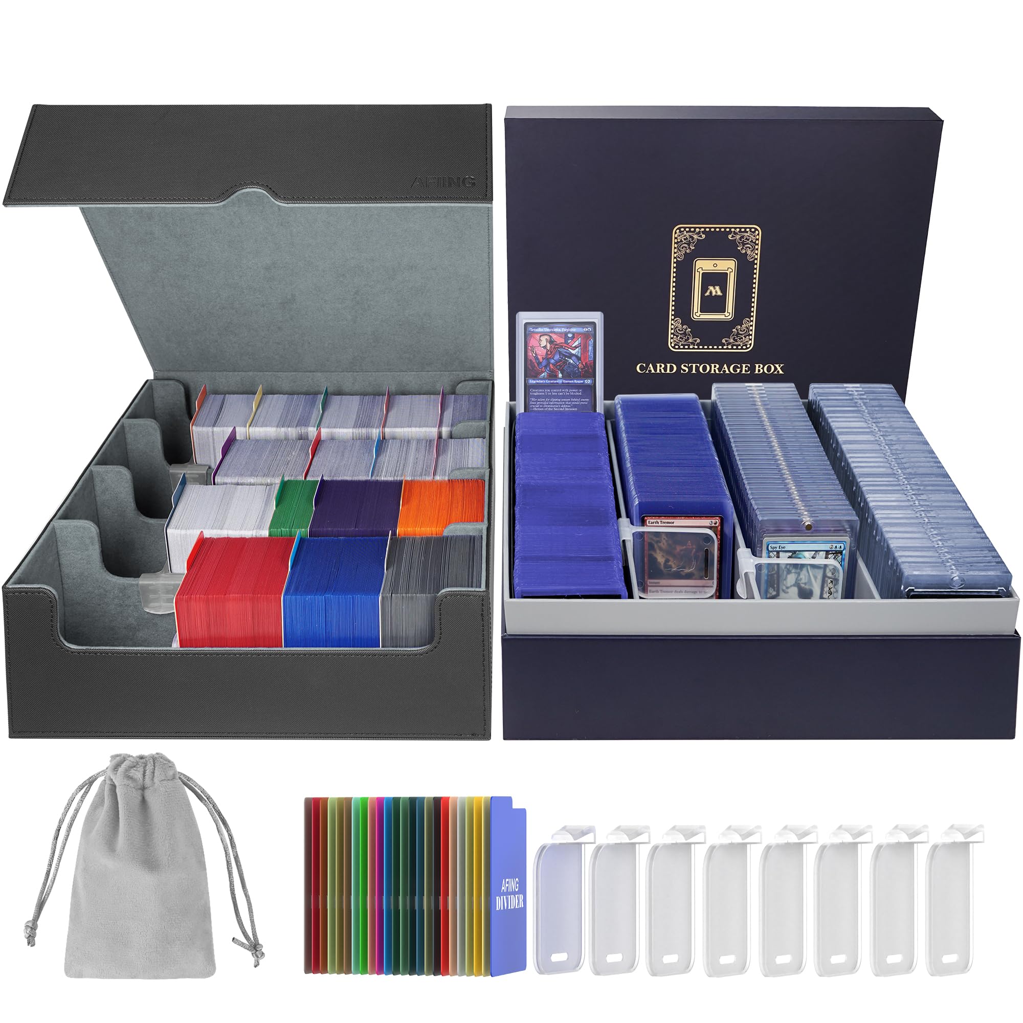 AFIING Trading Card Storage Box 6000+ Capacity – DIY Toploader Case w ...