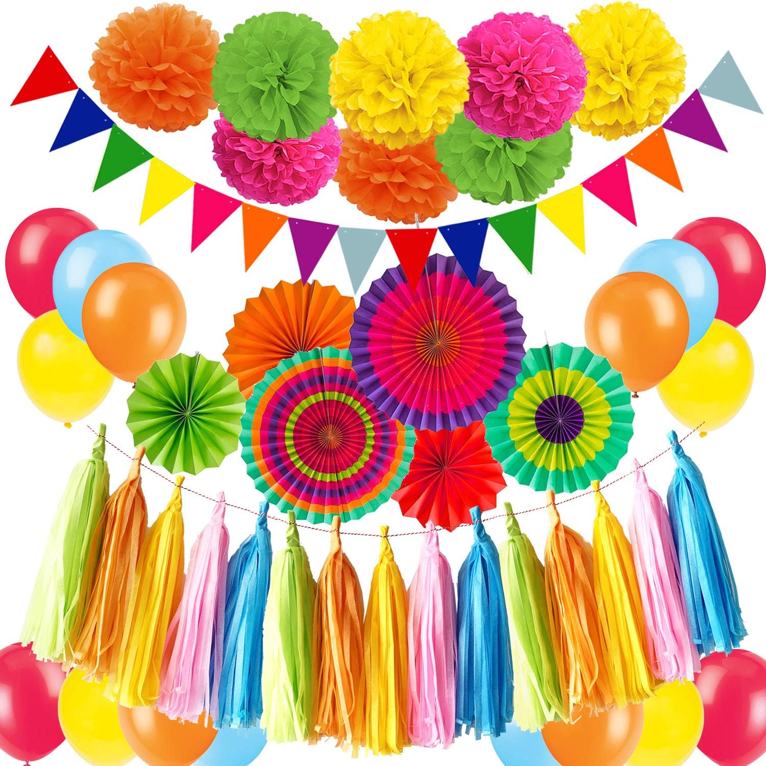Amazon.com: ZERODECO Fiesta Party Decoration, Multicolor Vibrant ...