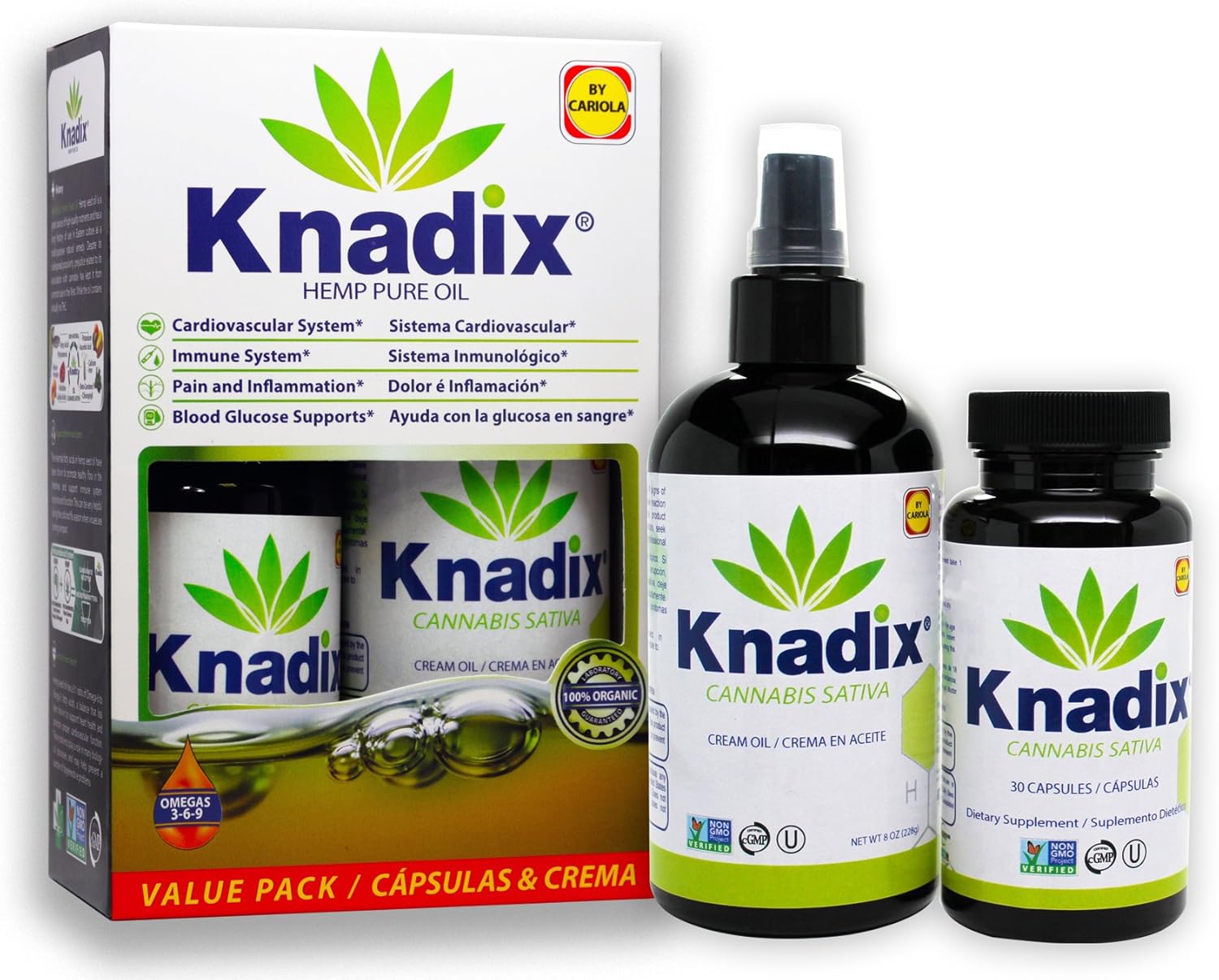 Amazon.com: Knadix Natural -Value Pack- (Hemp Oil Cream & Bottle of 30 ...