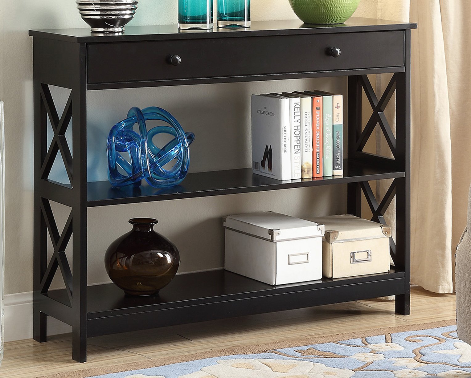 Convenience Concepts Oxford 1-Drawer Console Table, Black