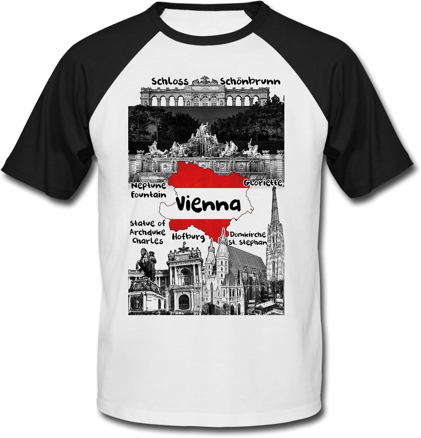 Teesquare1st Men's VIENNA AUSTRIA Black Short Sleeved T-shirt : Amazon ...