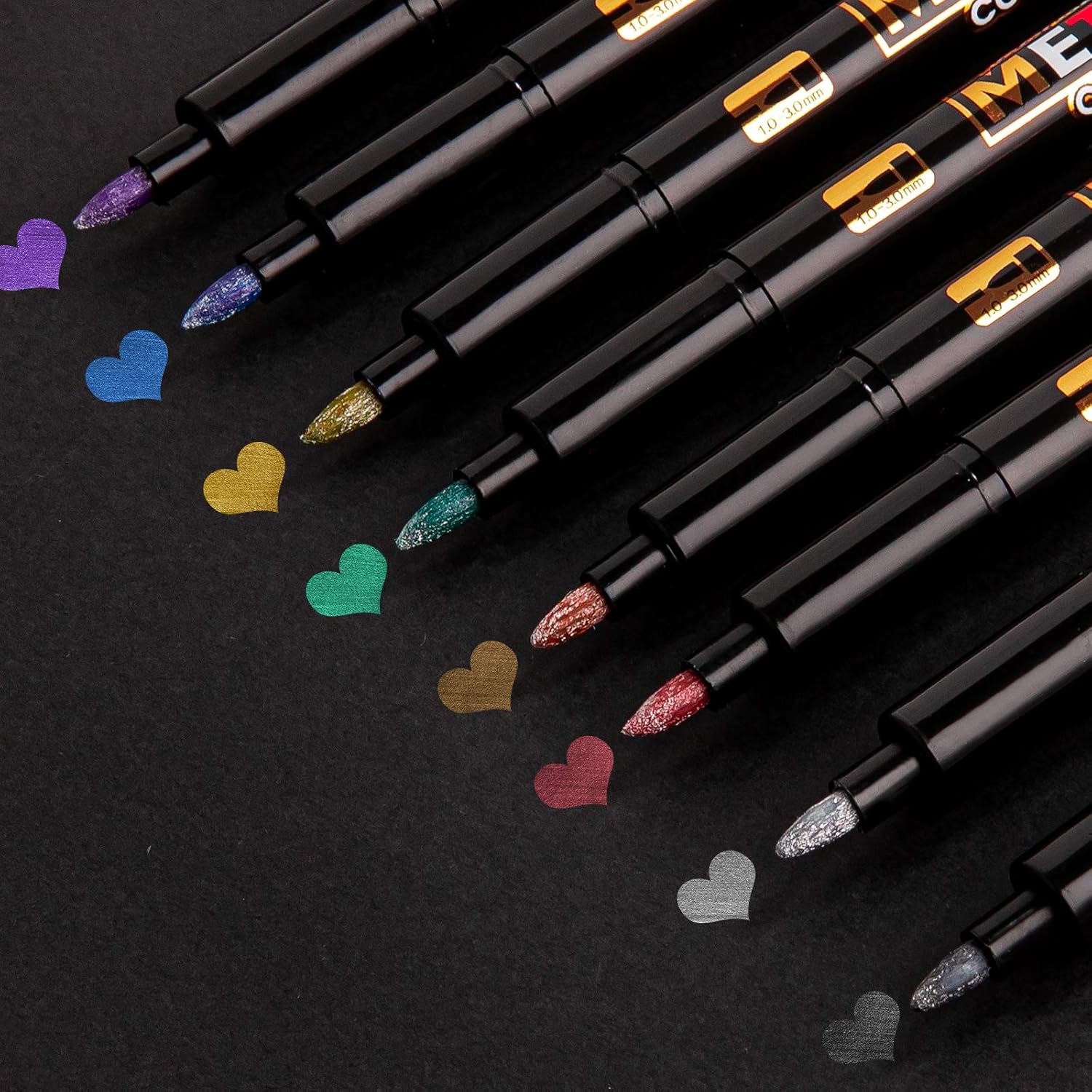 Whaline 8 Colors Metallic Marker Pen Permanent Marker Pen Drawing Color ...