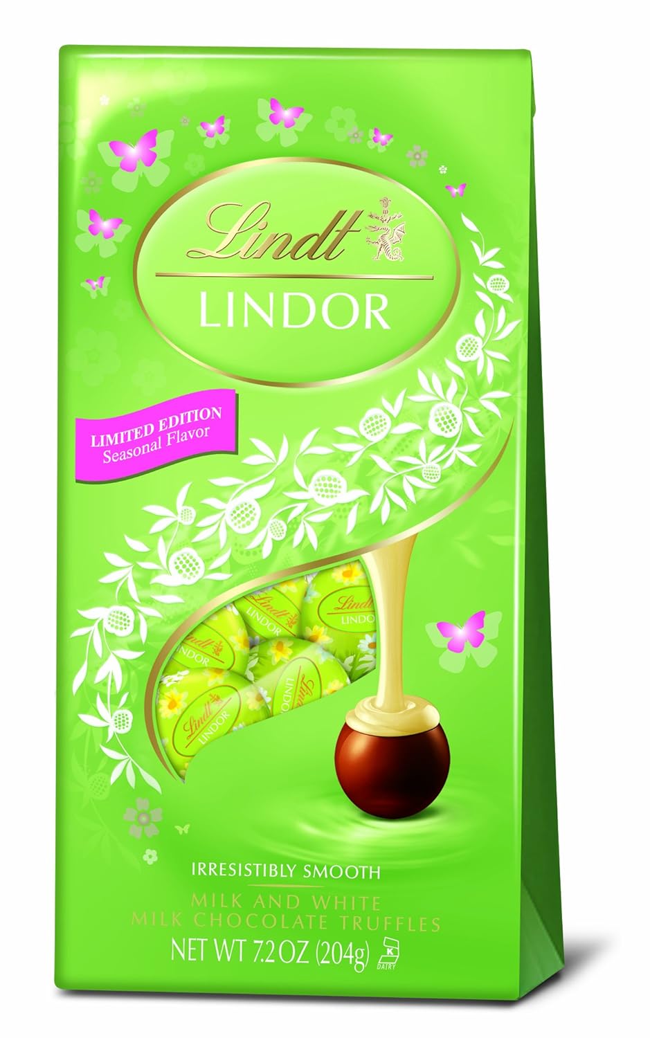 Lindt Spring Lindor Milk and White Chocolate, 7.2-Ounce Bags (Pack of 6 ...
