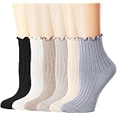 Amazon.com: Mcool Mary Womens Crew Socks Ruffle Casual Cotton Frilly ...