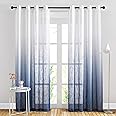 Amazon.com: NICETOWN Linen Sheer Ombre Curtains for Living Room Bedroom, Grommet Gradient Semi ...