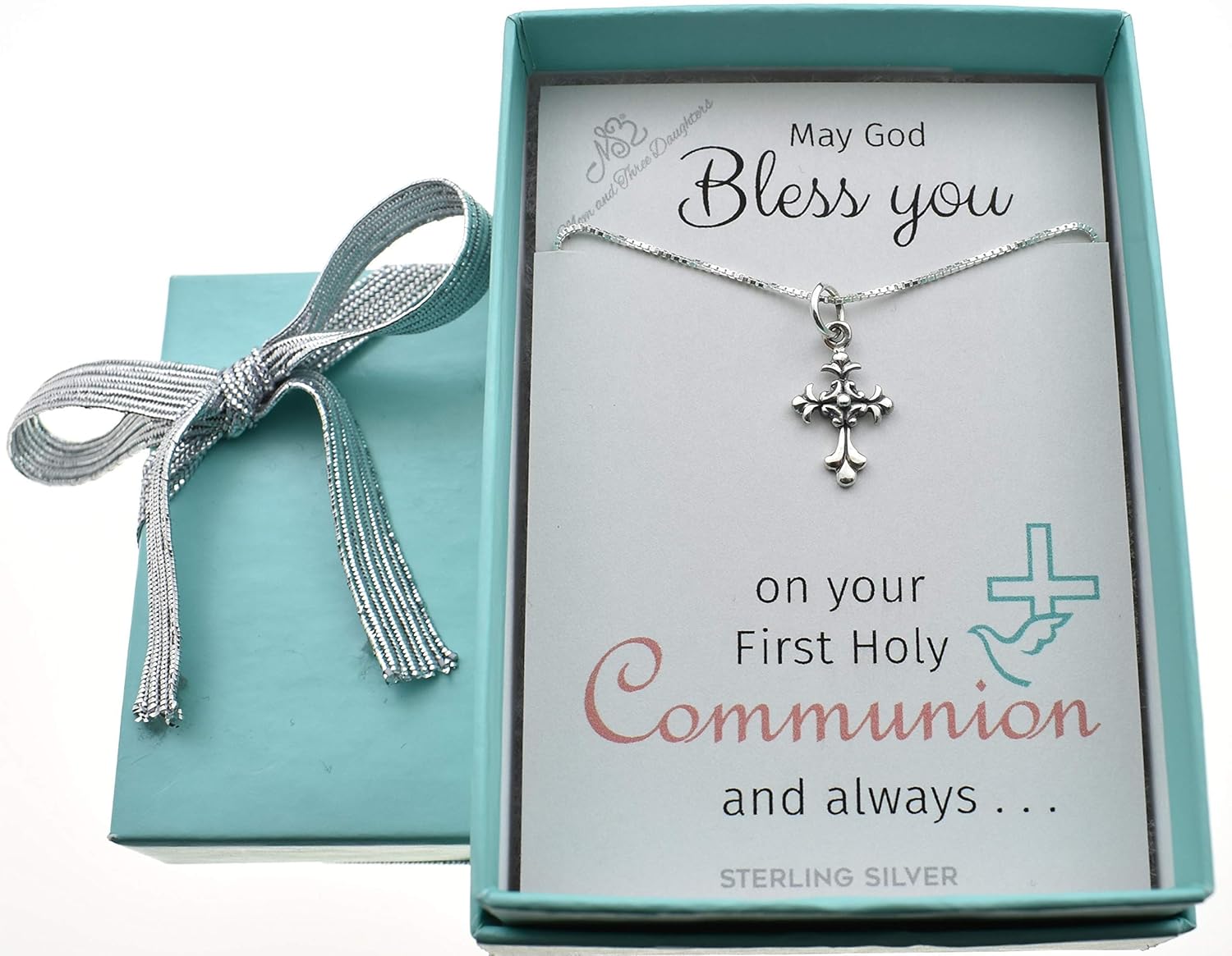Amazon.com: First Holy Communion Necklace. Handcrafted 14 Inch Sterling ...
