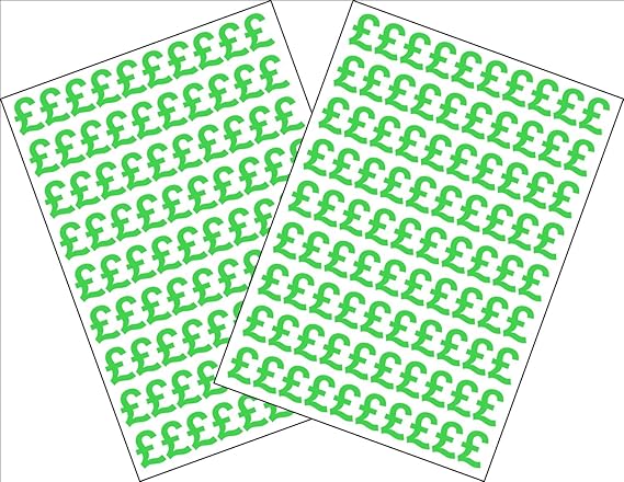 Self Adhesive Sterling Sign Currency Symbol Pound £ Stickers 2x A5 ...