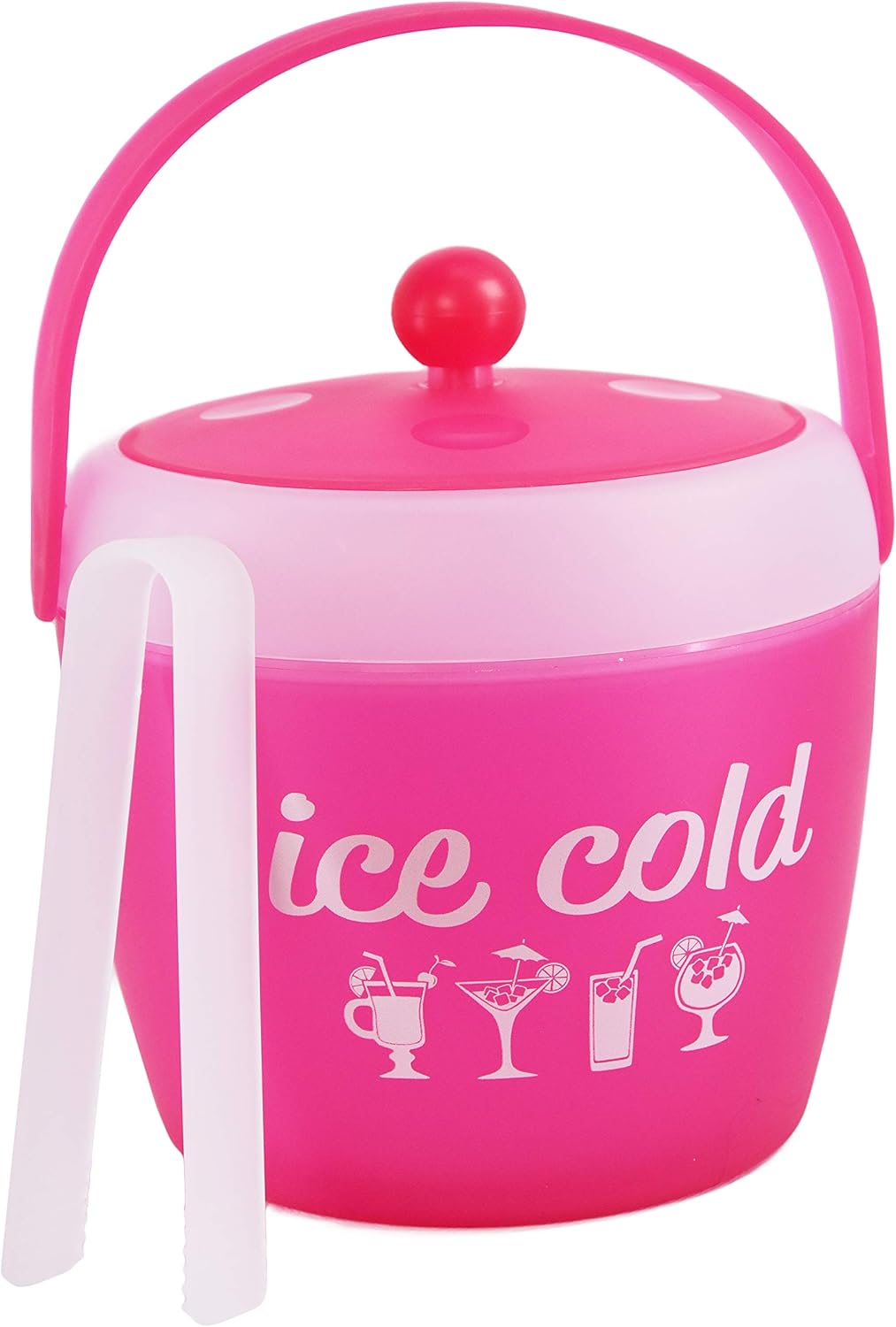 Plastic Ice Cold Bucket with Tongs BBQ Picnic Party Wine Cooler Drinks ...