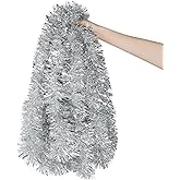 Amazon.com: SANNO 32ft Christmas Tinsel Garland, Shiny Sparkly Metallic ...