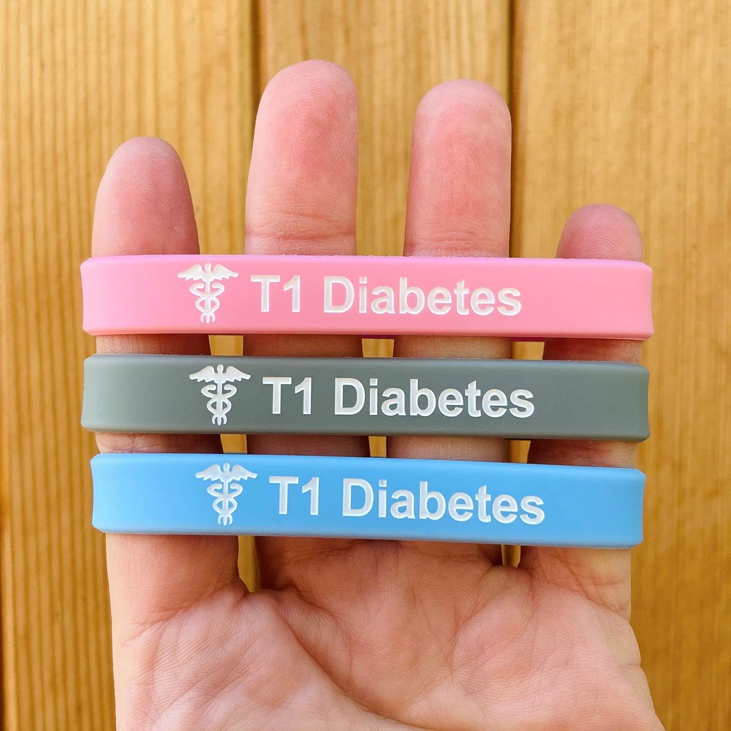 Type 1 Diabetes 202mm wristbands medical alert ID bracelets. Asthmatic ...