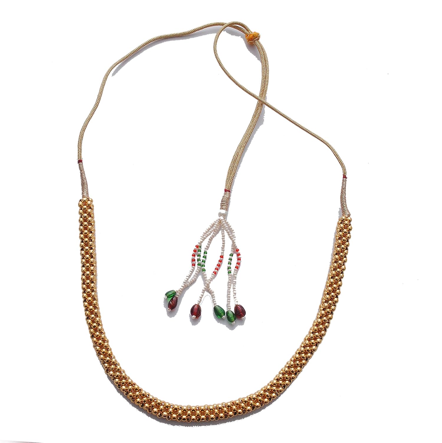 Buy Tayals Golden Galsari/Necklace with Jhumkas in Brass For Women at ...