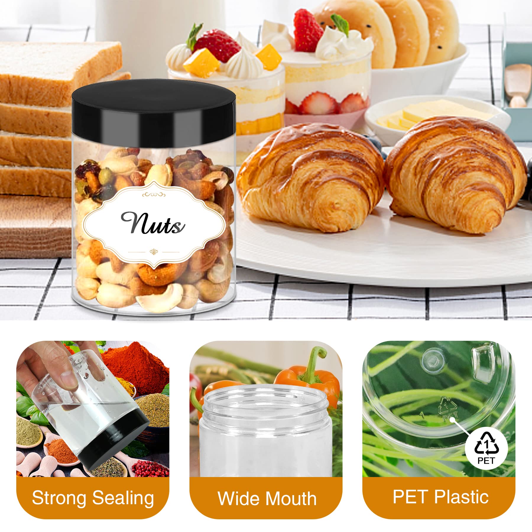 Mua PeacePeo 8 OZ Plastic Jars with Lids, Slime Containers with Lids 48 ...