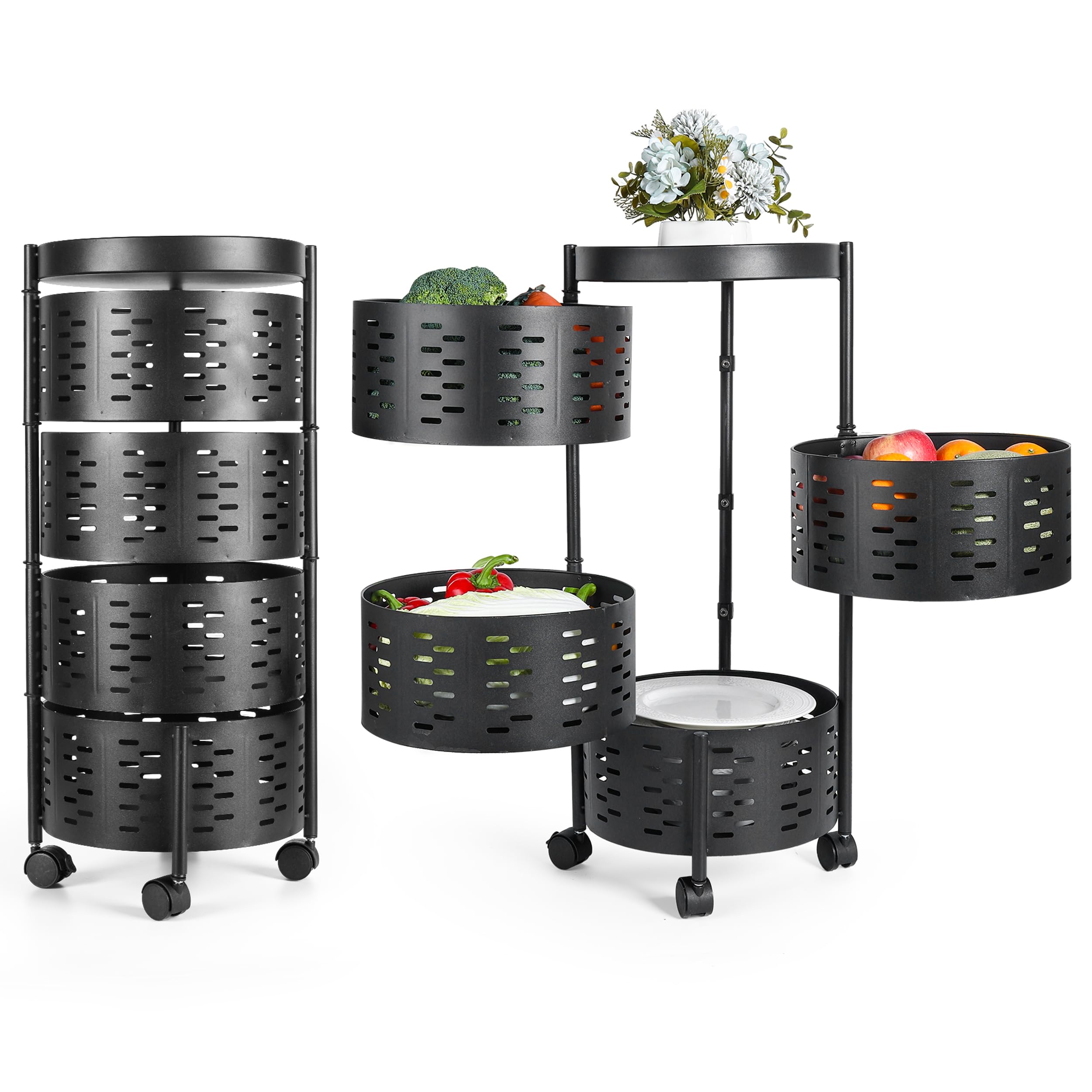 ATELGA 4 Tier Rotating Storage Rack, Kitchen and Pantry Organizer ...