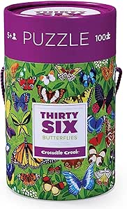 Amazon.com: Crocodile Creek - Thirty-Six Butterflies - 100 Piece Jigsaw Puzzle in Canister ...