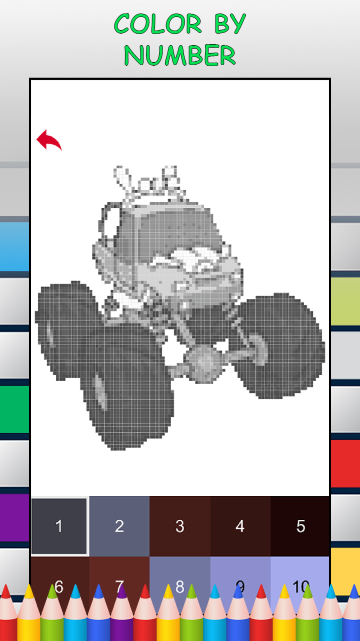 Monster Trucks Color by Number - Free Pixel Art Game - Coloring Book ...