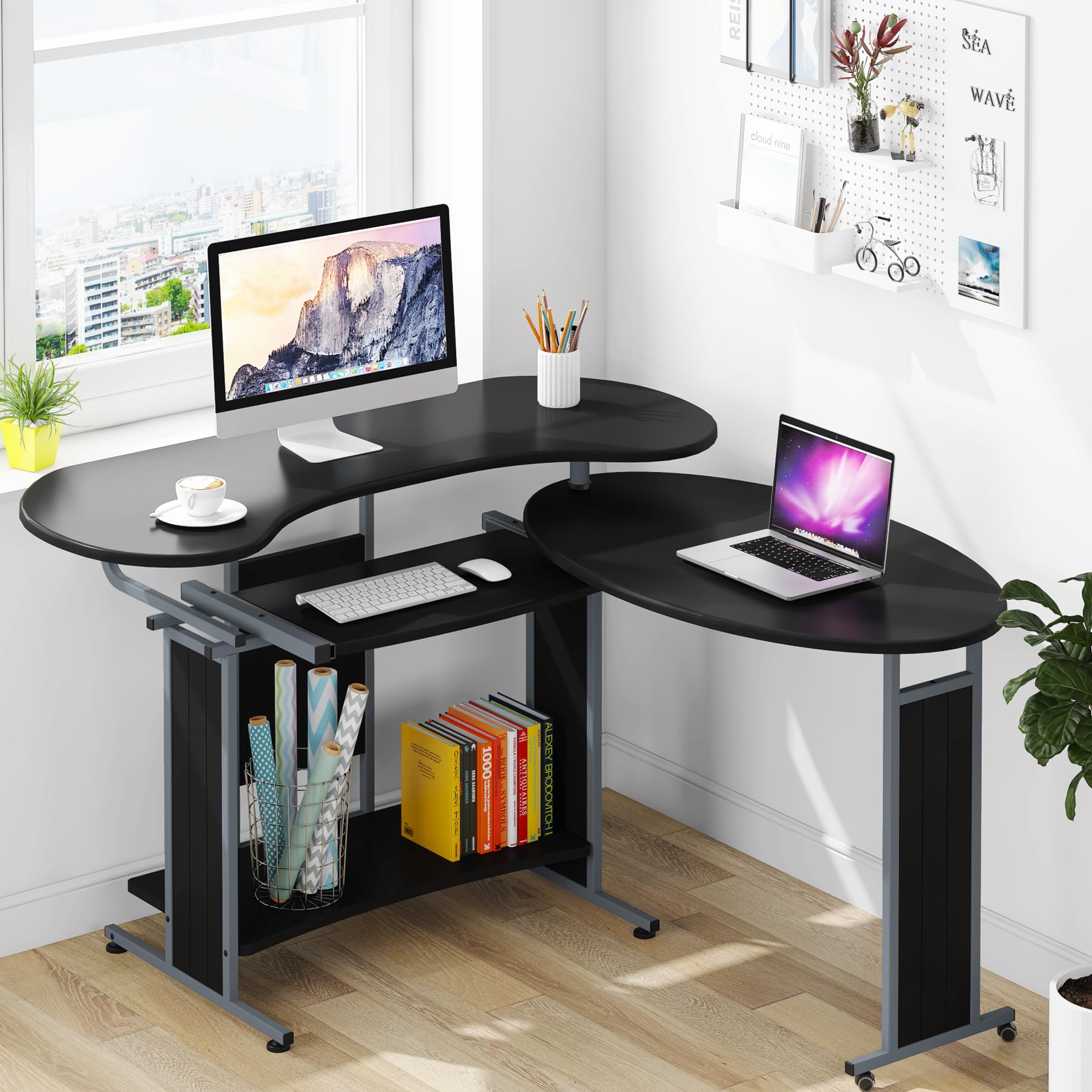 Mua LITTLE TREE L-Shaped Computer Desk, Rotating Corner Desk & Modern ...