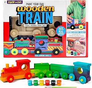 Amazon.com: Made By Me Build & Paint Your Own Wooden Train, DIY Wood ...