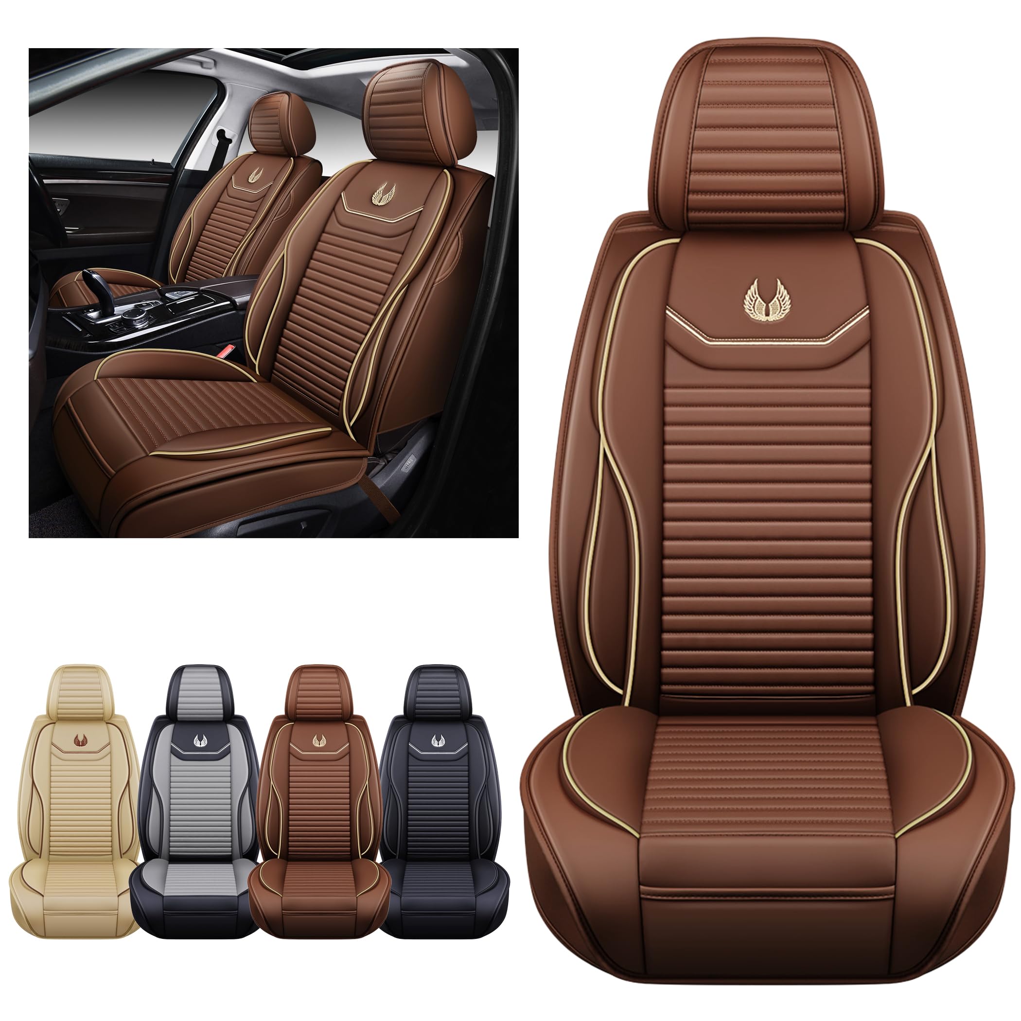 OASIS AUTO Car Seat Covers Premium Waterproof Faux Leather Cushion ...