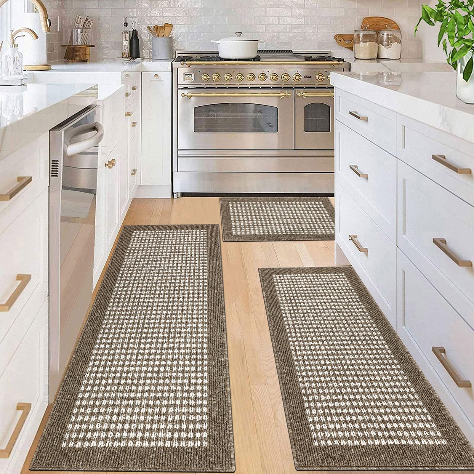 Ileading Kitchen Mat Sets 3 Piece Minimalist 3D Lattice Kitchen Floor ...
