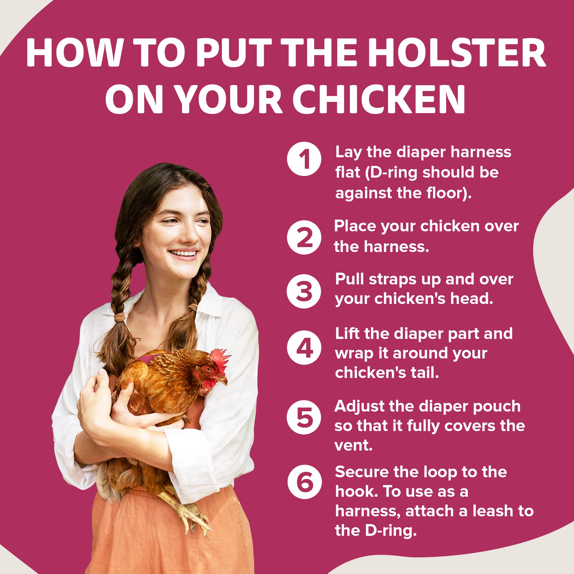 Hen Holster Bird Diaper, Wrap Around - For Hens, Roosters, Ducks, Leak ...