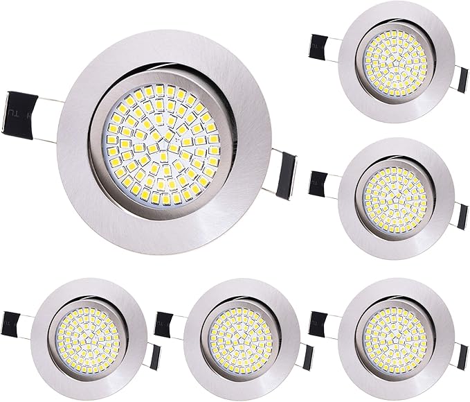 Lu-Mi - Juego de 6 focos LED empotrables (230 V, ultra planos, 230 V, 3,5 W, luz blanca cálida ...