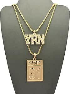 NEW ICED OUT 'YRN' & 'YRN 91' PENDANT &24"&30" BOX CHAIN HIP HOP ...