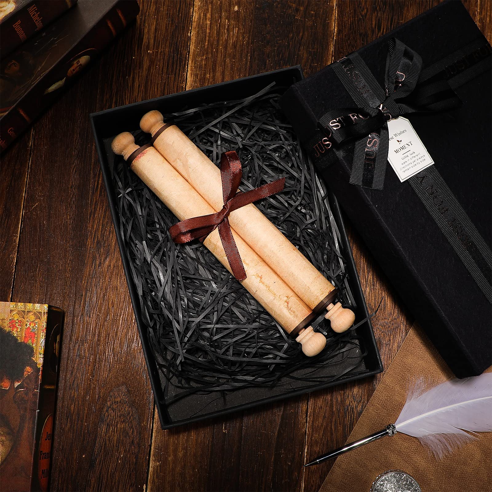 Mua Epakh 1 Pack Blank Paper Scrolls Wrapped on Wood Rod for Writing ...