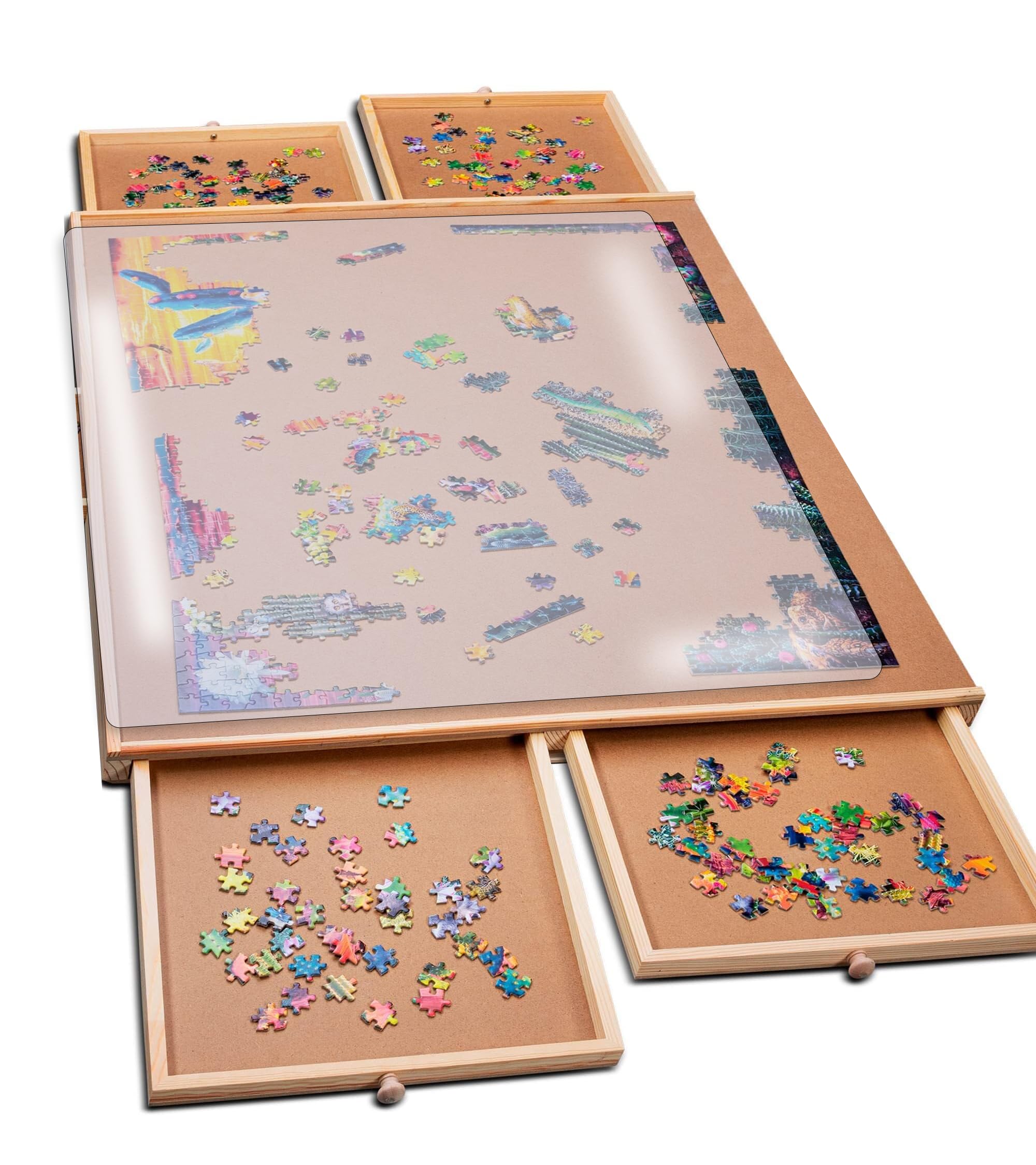 PlayVibe Puzzle Locker 1000 Piece Puzzle Board With Drawers And Cover ...
