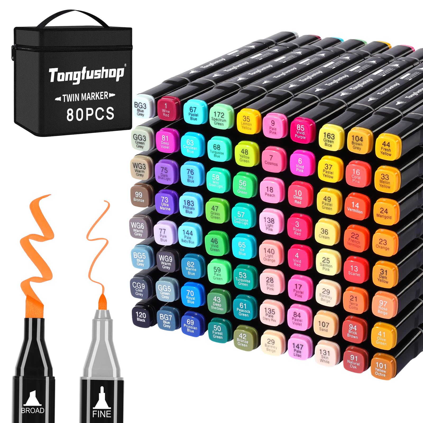 Mua Tongfushop 80 Colors Alcohol Markers, Double Tip Blender Art ...