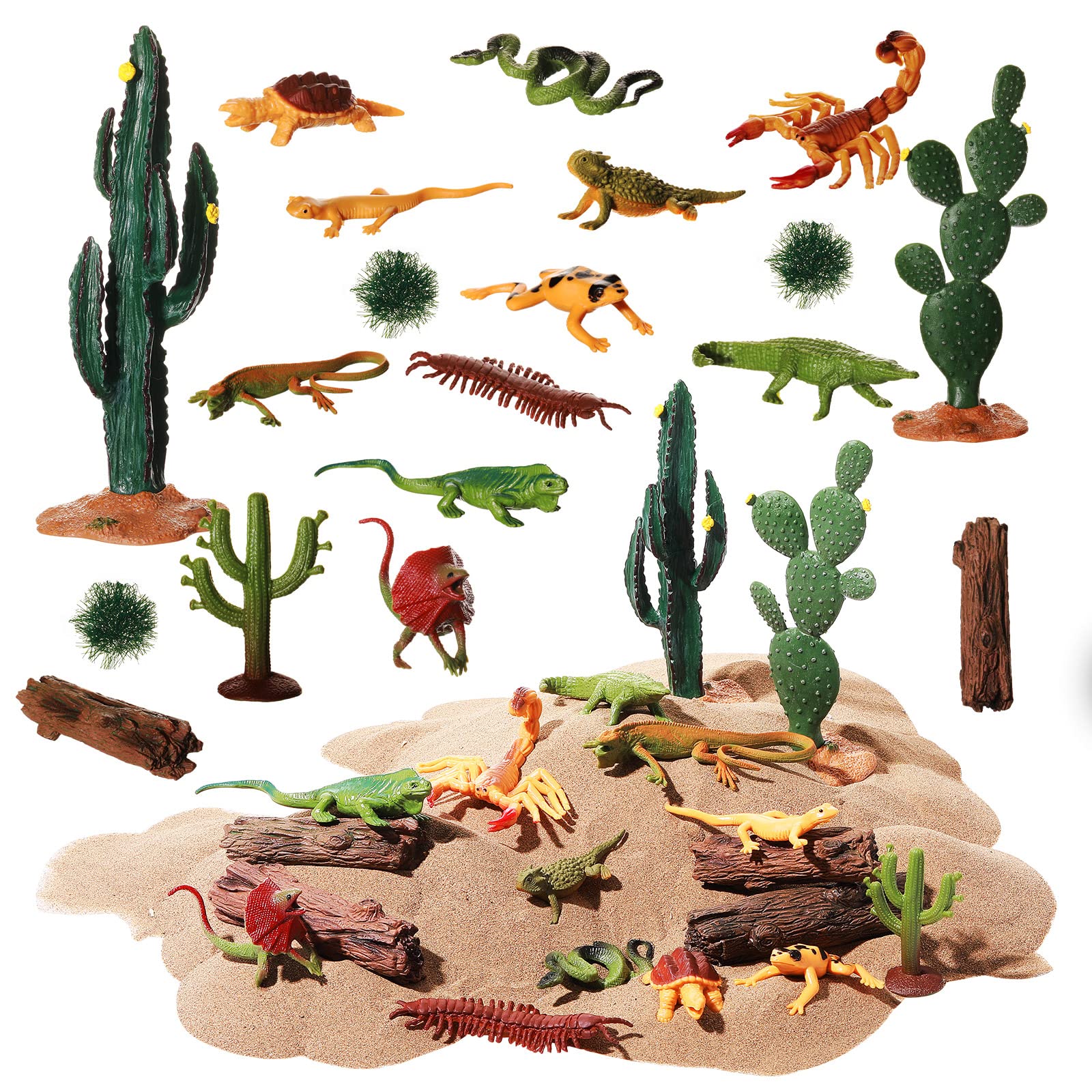 Sratte 26 Pcs Desert Animals Figures Diorama Kit, Reptiles Toys Lizard ...