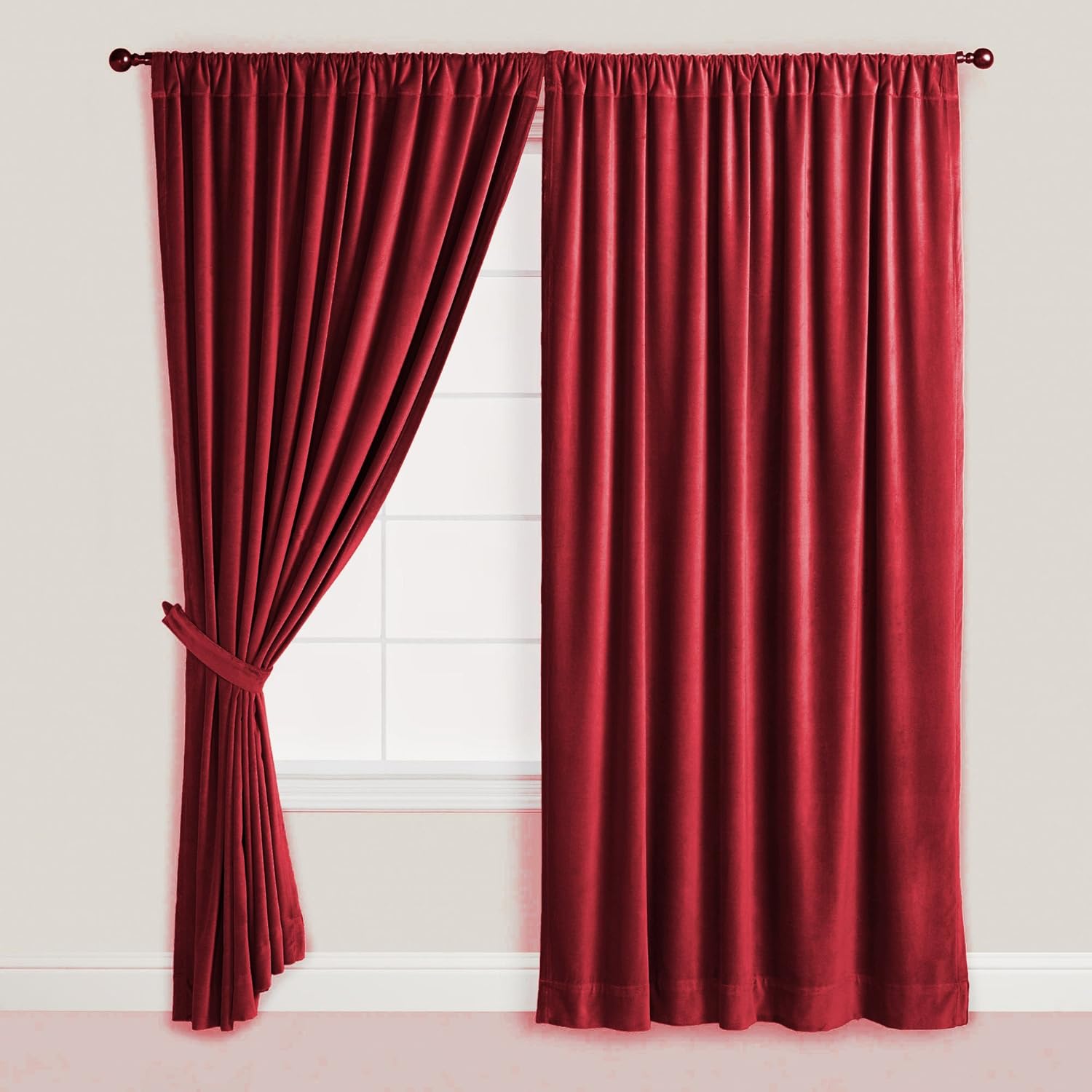 Amazon.com: beddingNdecor Velvet Curtain Panels Set of 2-50W X 108L ...