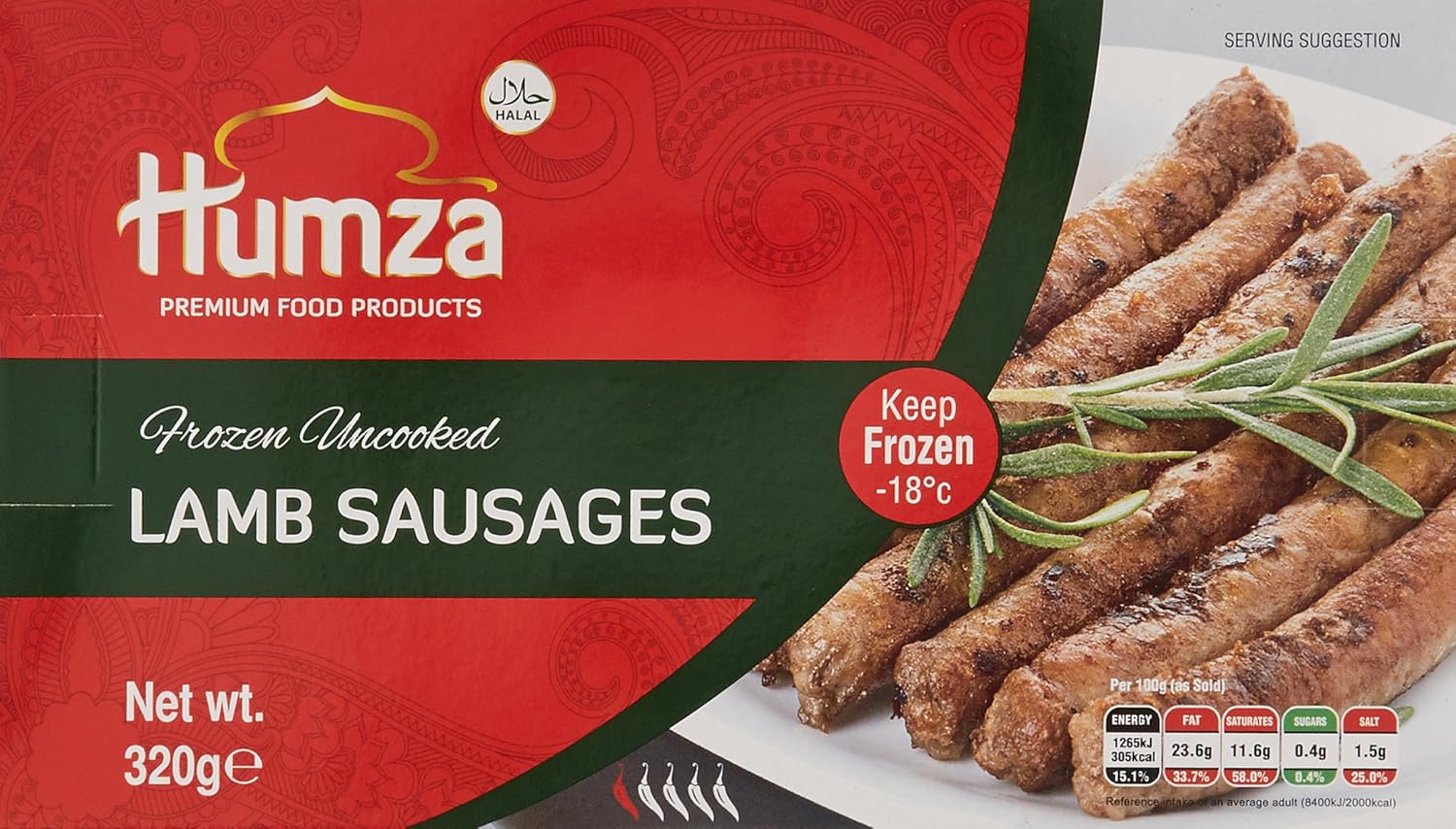 Humza Cooked Lamb Sausages, 320g (Frozen): Amazon.co.uk: Grocery