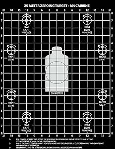 Amazon.com : PlusTactical M4 Carbine 25 Meter Zeroing Target on EZ Peel ...