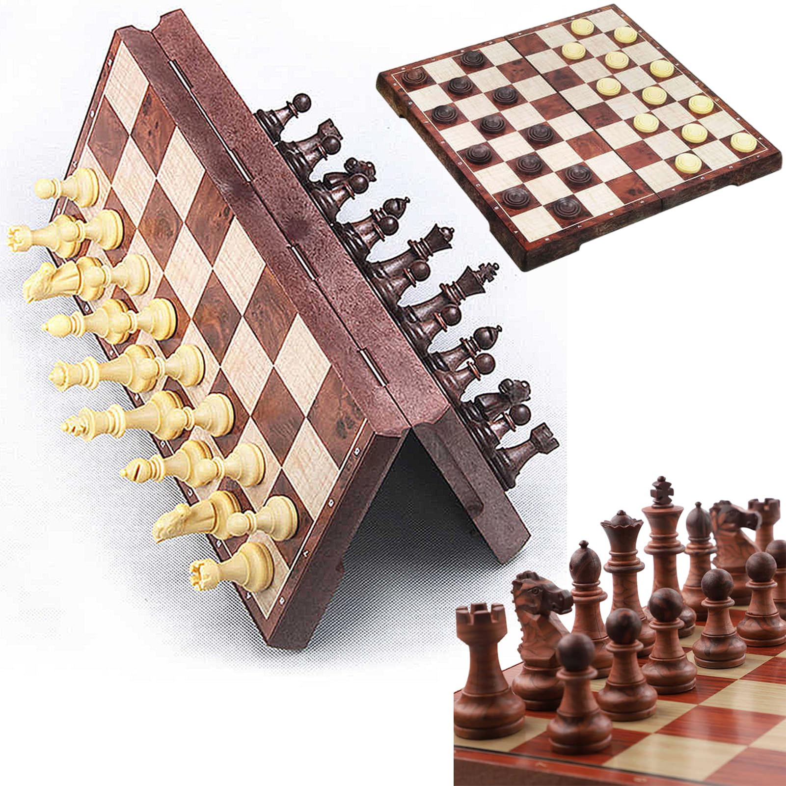 Mua Wooden Travel 𝐂𝐡𝐞𝐬𝐬 𝐒𝐞𝐭,Waterproof Chess Checkers 2-in-1 Magnetic ...