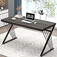 Amazon.com: FOLUBAN Modern Home Office Desk, Rustic Wood and Metal ...