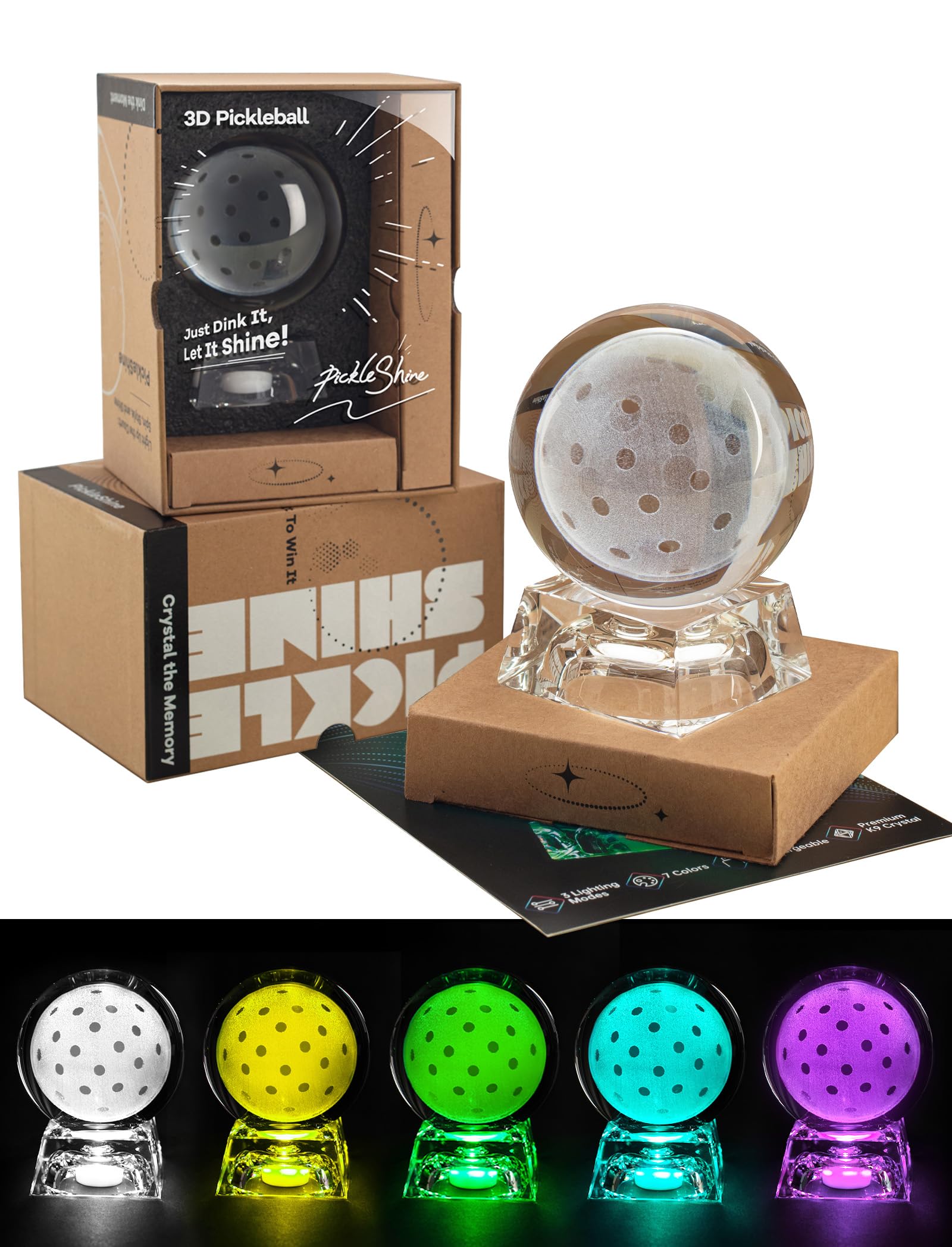 MerryMove Pickleball Gifts and Pickleball Trophy - 3D Crystal ...