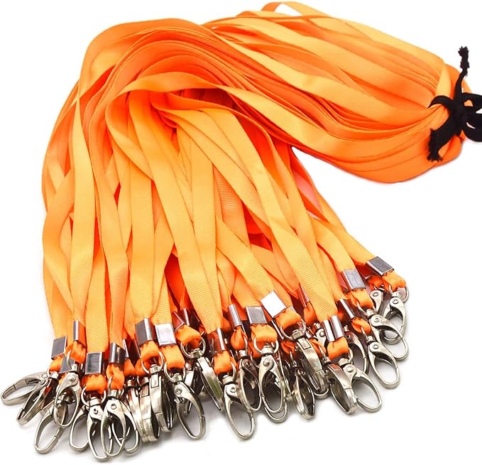 Orange Bulk Lanyards for Id Badges, Nylon Neck Flat Lanyard Swivel ...