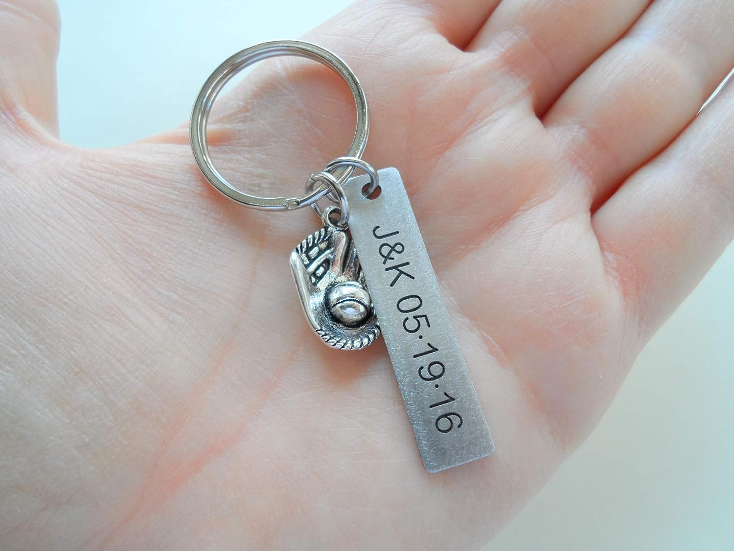 Mitt Baseball With Keychain Steel Stainless Engraved Custom Charm Gift Mitt Baseball With Keychain Steel Stainless Engraved Custom Charm Gift