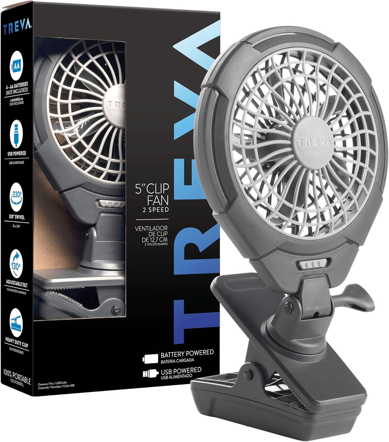 O2COOL 5" Battery Operated Clip Fan - Adjustable, Rotating, Tilt ...