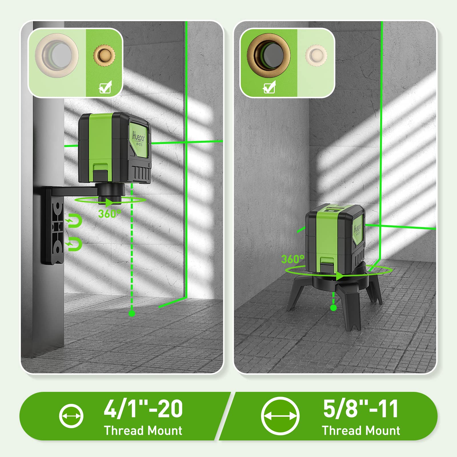 Mua Cross Line Laser Level with 2 Plumb Dots - Huepar M-9211G Green ...