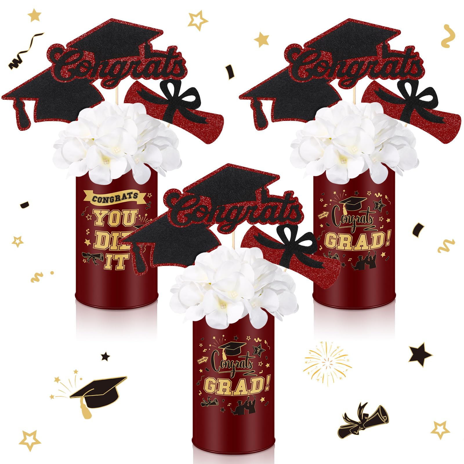 Domensi 3 Sets Graduation Table Centerpiece Decorations Class of 2025 ...