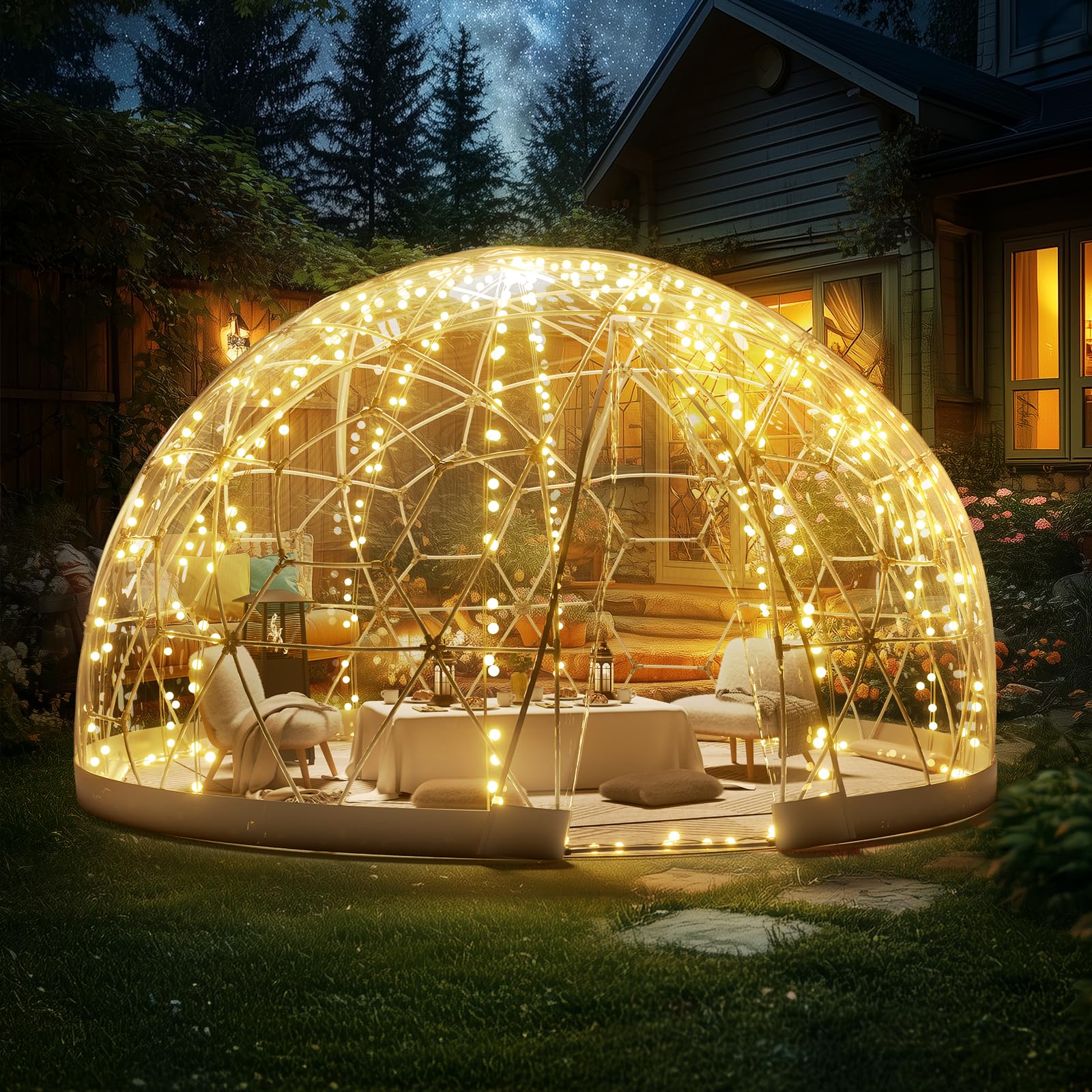VEVOR Garden Dome Igloo Tent House, 12 FT Upgraded Dome Tent Garden ...